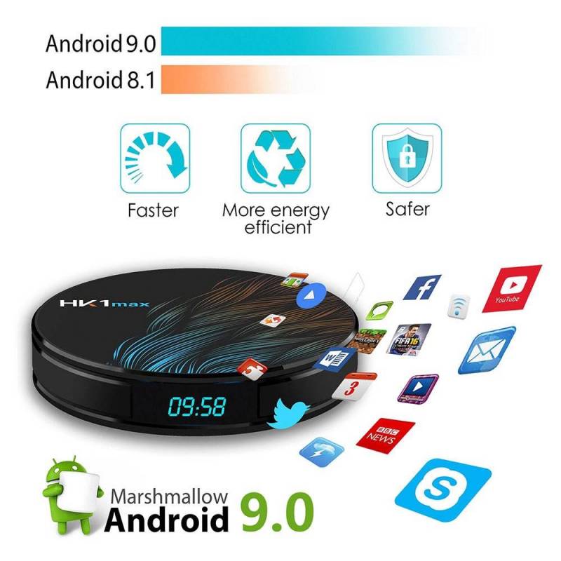Tv Box HK1 Max con Android 9,0 4GB 128GB 32GB 64GB Rockchip 4K Wifi