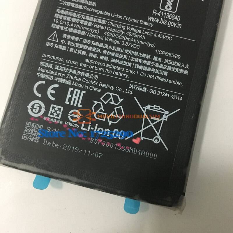 Bateria original de 5020 mAh para movil chino Xiaomi Redmi Note 9 Pro 9 ...
