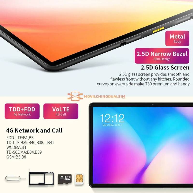 Tablet china Teclast T30 pantalla 10.1 pulgadas android 9.0 4GB de RAM 64GB ROM